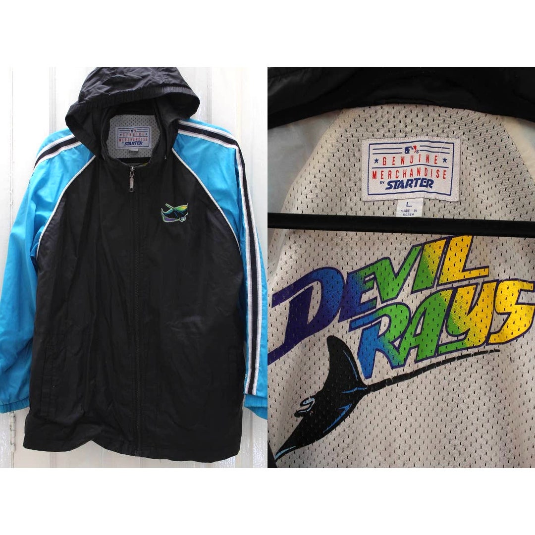 Tampa Bay Devil Rays 90s STARTER Windbreaker Jacket L Black - Etsy
