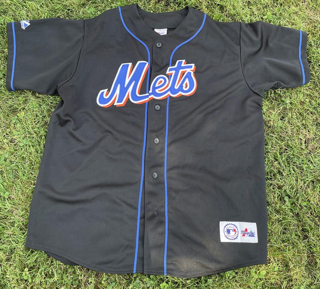 New York Mets 2000s Majestic Jersey XL Script Black MLB Baseball ...
