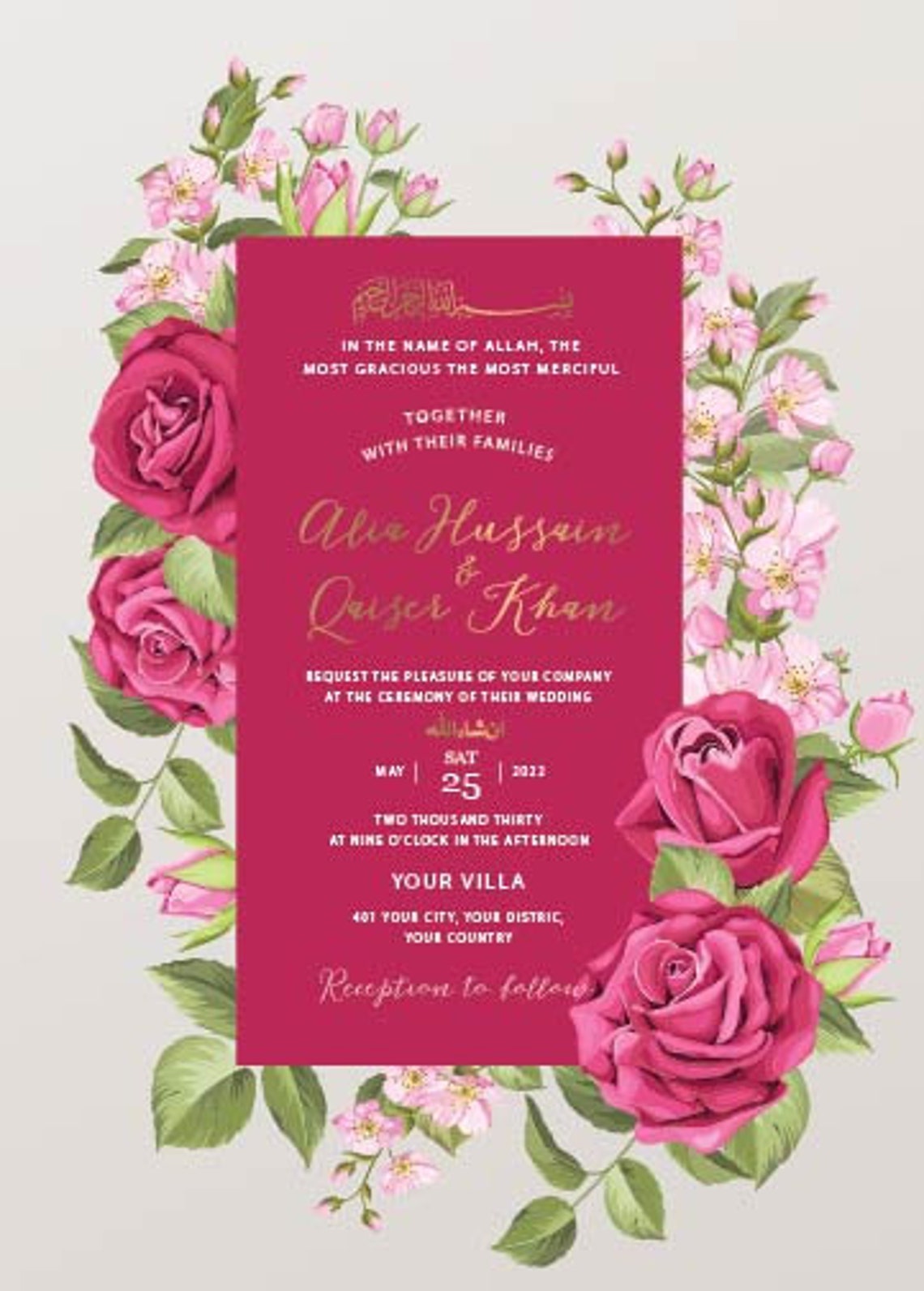 Nikah Invitation, Muslim Wedding Invitation, Nikkah Invite Template ...