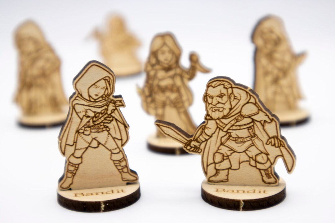 Bandit set of 6 Miniature 2D Wood Set for Dnd RPG Mini Table Top Game ...