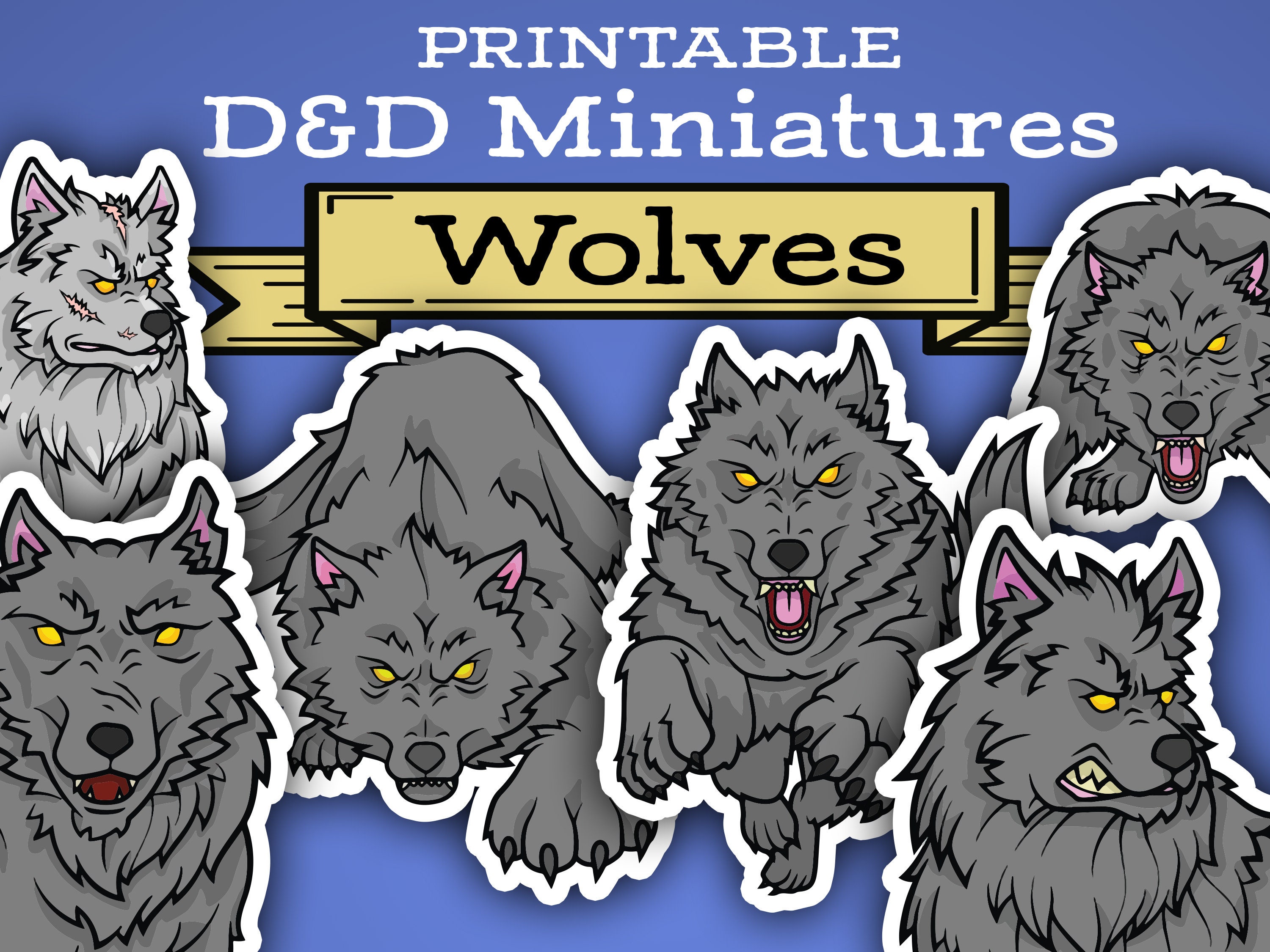 Paper Wolf Miniature Standee Set for Dnd RPG Tabletop Games - DIGITAL ...