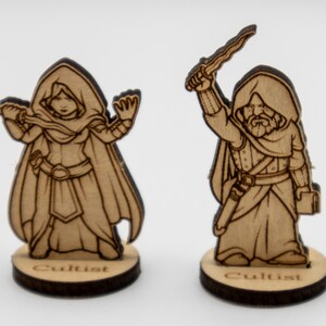 Cultists set of 6 Miniature 2D Wood Set for Dnd RPG Mini Table Top Game ...
