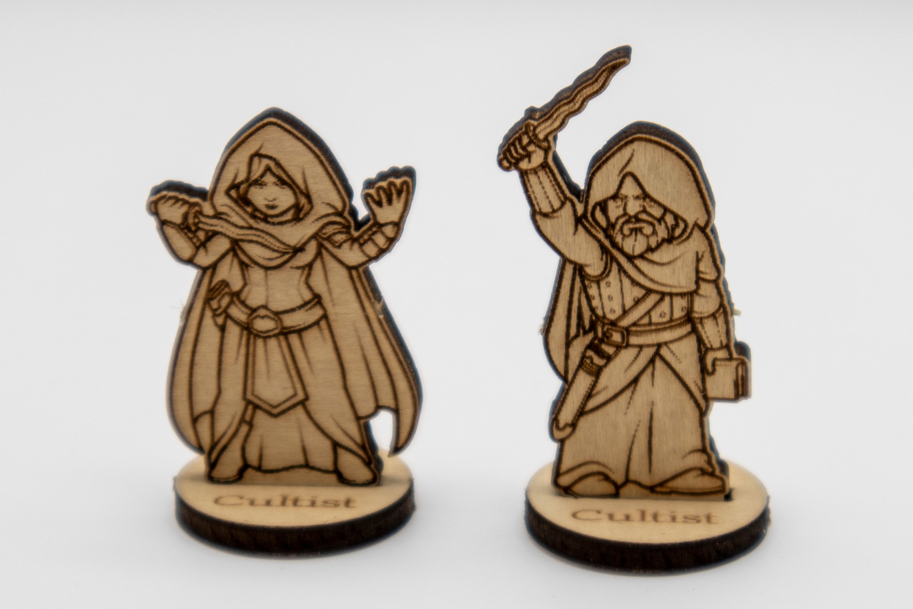 Cultists set of 6 Miniature 2D Wood Set for Dnd RPG Mini Table Top Game ...