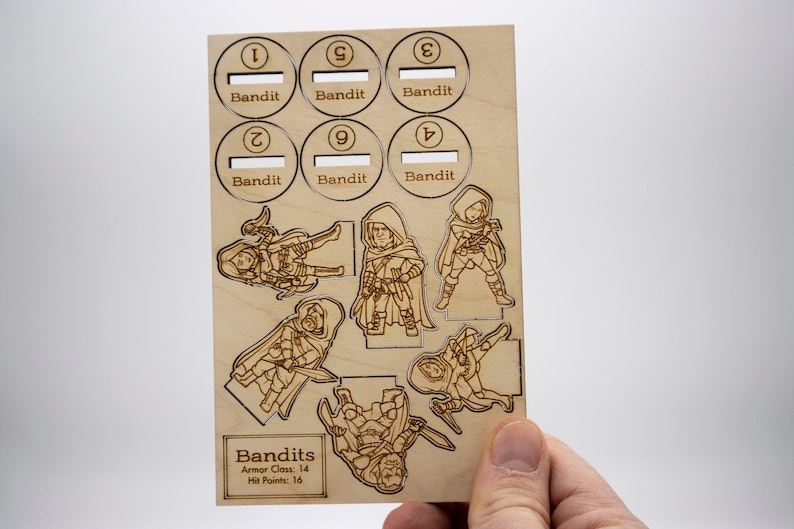 Bandit (set of 6) Miniature 2D Wood Set for Dnd - RPG Mini Table Top ...
