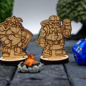 Dwarf Miners (set of 5) Miniature 2D Wood Set for Dnd - RPG Mini Table ...