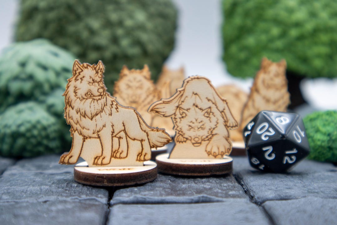 Wolves (set of 6) Miniature 2D Wood Set for Dnd - RPG Mini Table Top ...