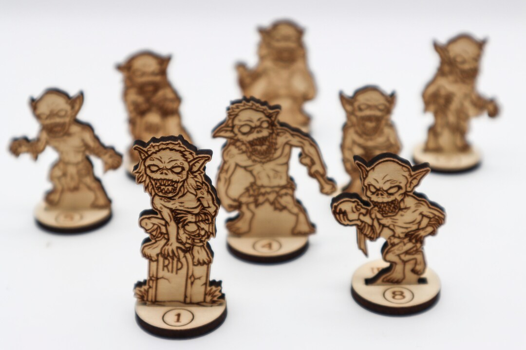Ghouls set of 8 Miniature 2D Wood Set for Dnd RPG Mini Table Top Game ...
