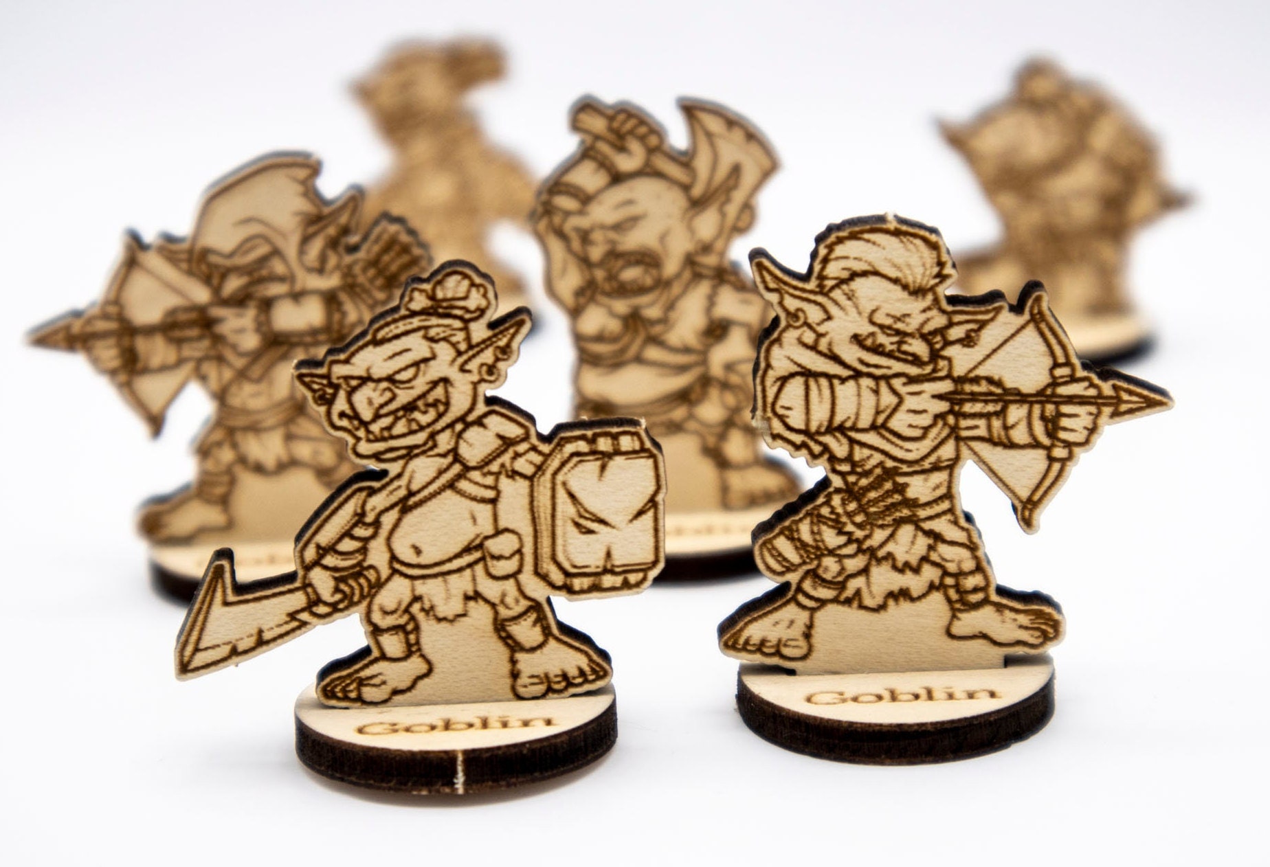 Goblin set of 6 Miniature 2D Wood Set for Dnd RPG Mini Table Top Game ...