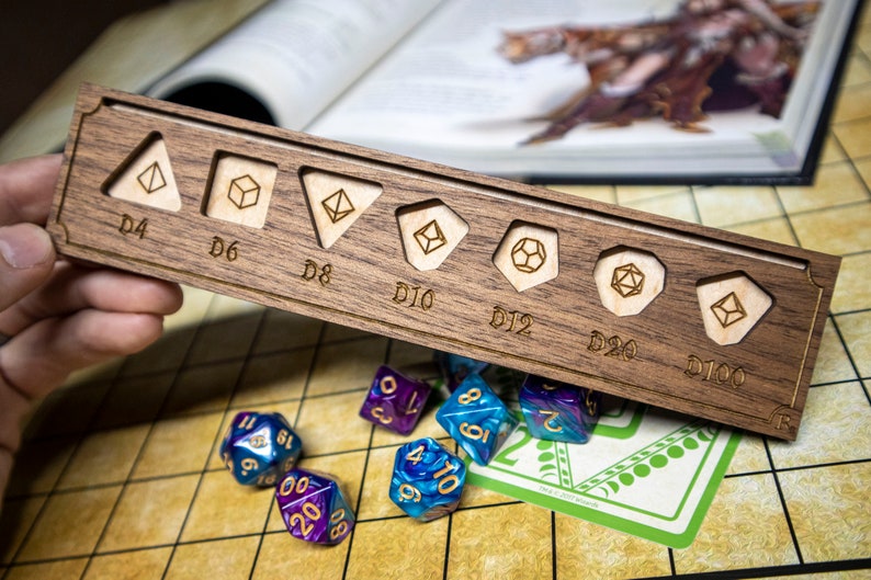 Dnd Dice and Card Holder Minimalist RPG 7 Dice Set Holder - Etsy