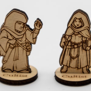 Cultists set of 6 Miniature 2D Wood Set for Dnd RPG Mini Table Top Game ...