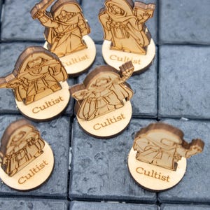 Cultists (set of 6) Miniature 2D Wood Set for Dnd - RPG Mini Table Top ...