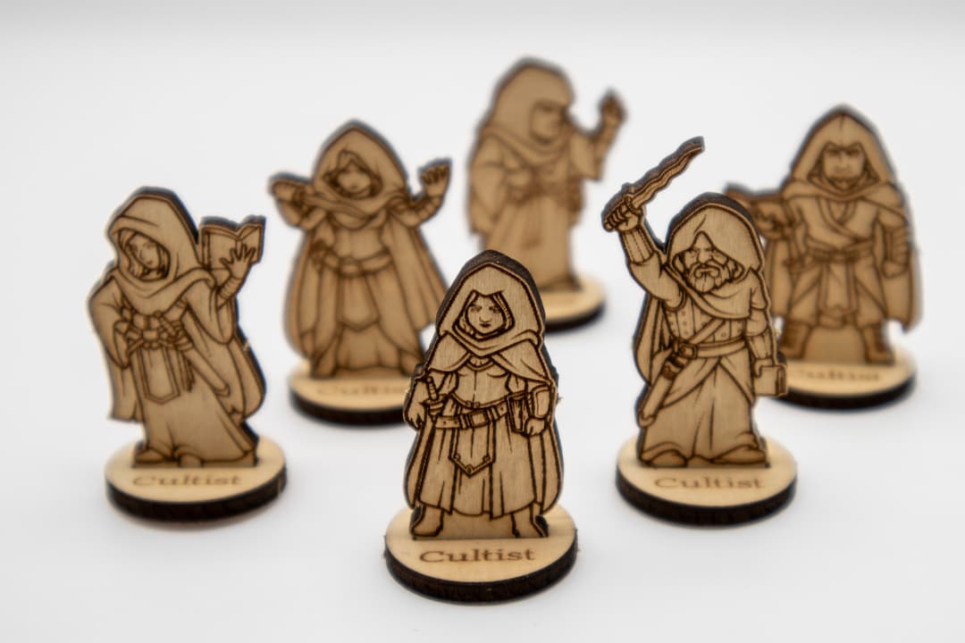 Cultists set of 6 Miniature 2D Wood Set for Dnd RPG Mini Table Top Game ...