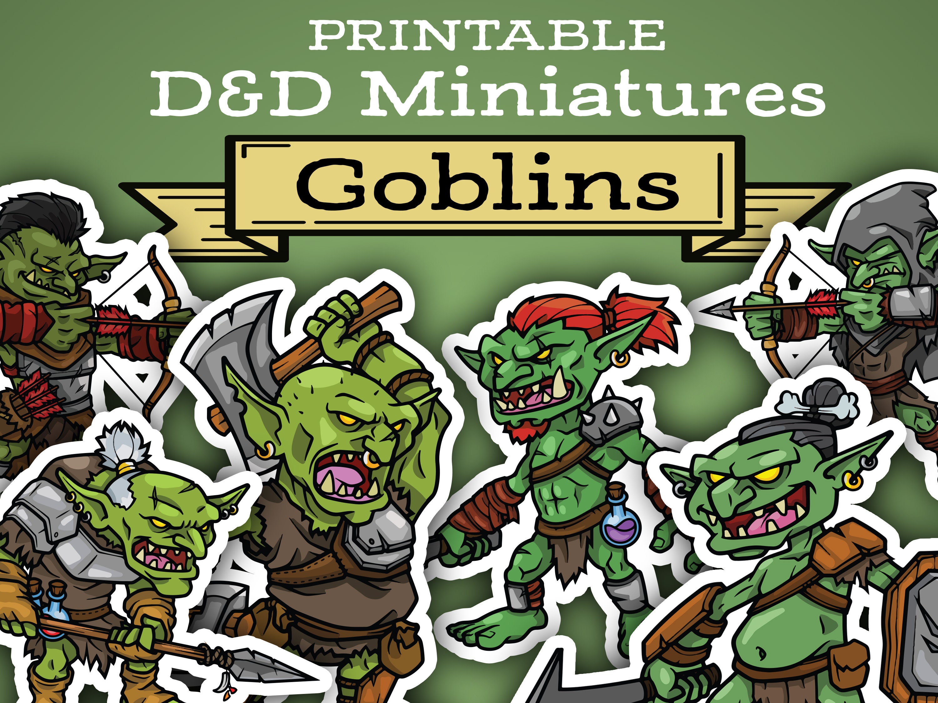 Paper Goblin Miniature Standee Set for Dnd RPG Tabletop Games - DIGITAL ...