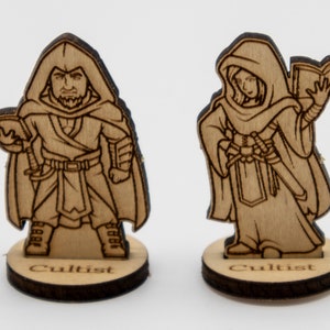 Cultists set of 6 Miniature 2D Wood Set for Dnd RPG Mini Table Top Game ...