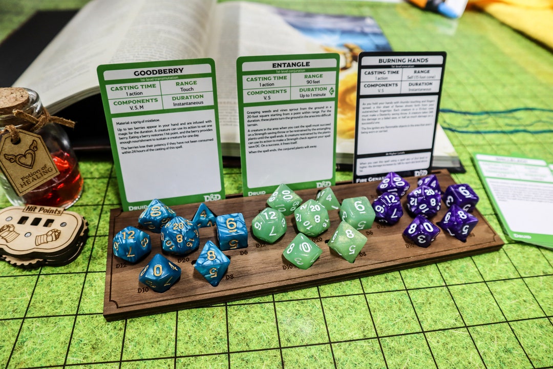 Dnd Dice and Card Holder - Holds 3 Sets of Standard Polyhedral Dice for ...