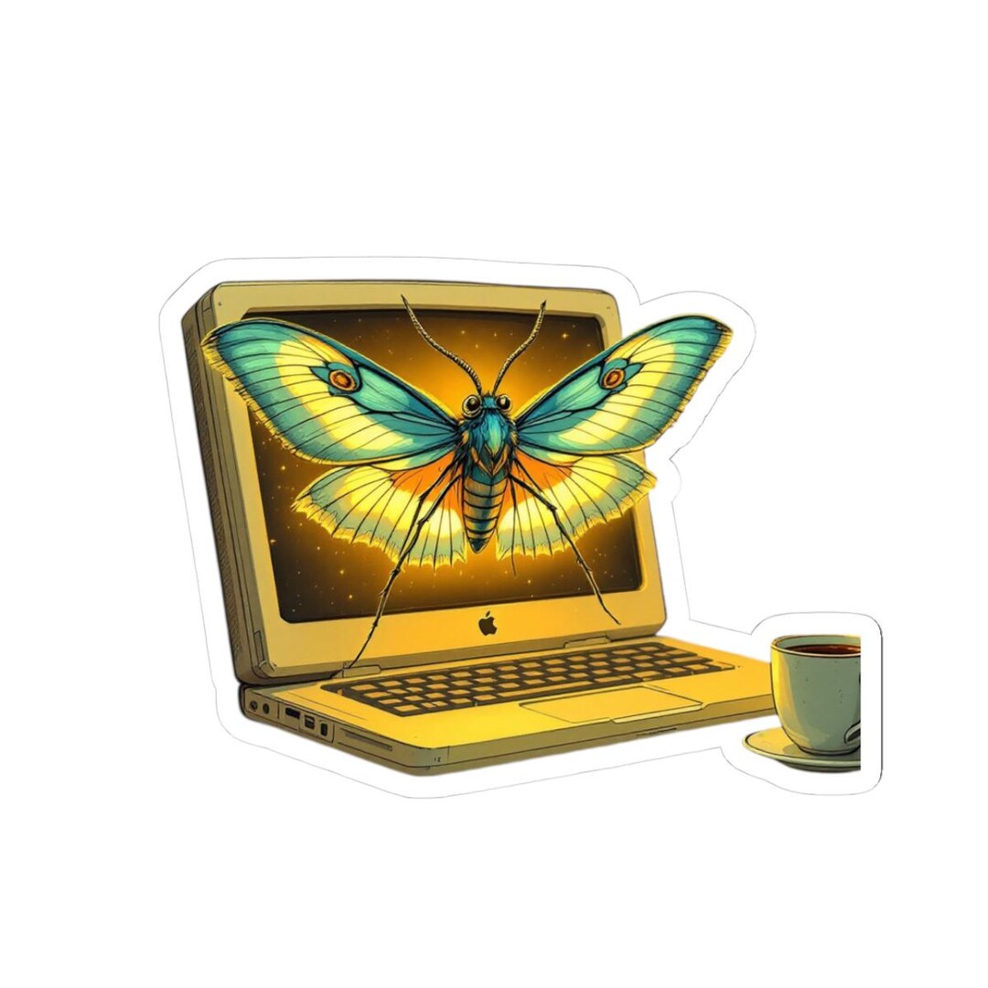 Moth Emerging From Laptop Sticker | Kiss-cut Vinyl Laptop Decal - Etsy