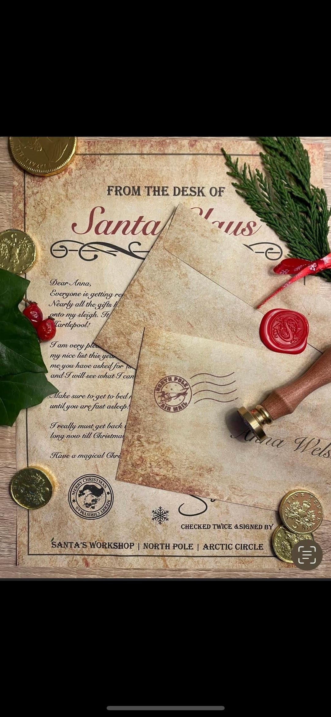 Personalised Wax Sealed Santa Letter, Magic Reindeer Dust and Magic Key ...