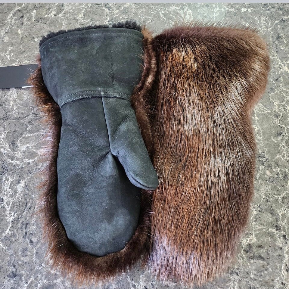 Mens Beaver Fur Gauntlet Mitten - Etsy
