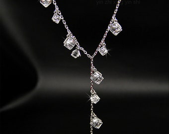 White Crystal Long Necklace - Etsy