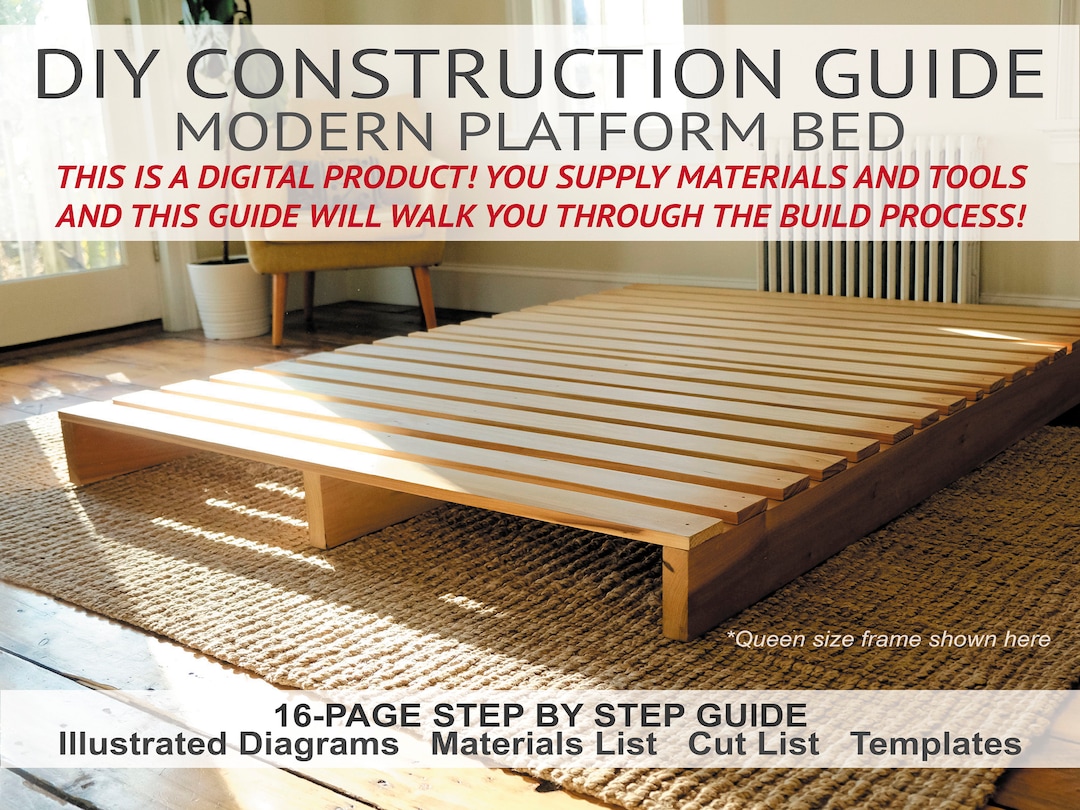 TWIN - Modern Platform Bed - Detailed Printable PDF Instructions - Etsy