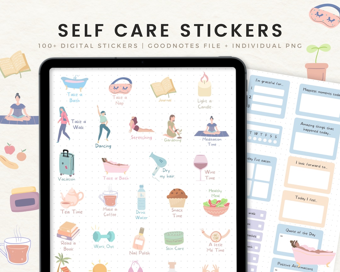 Self-care Digital Stickers for Goodnotes, Daily Routine Stickers for ...