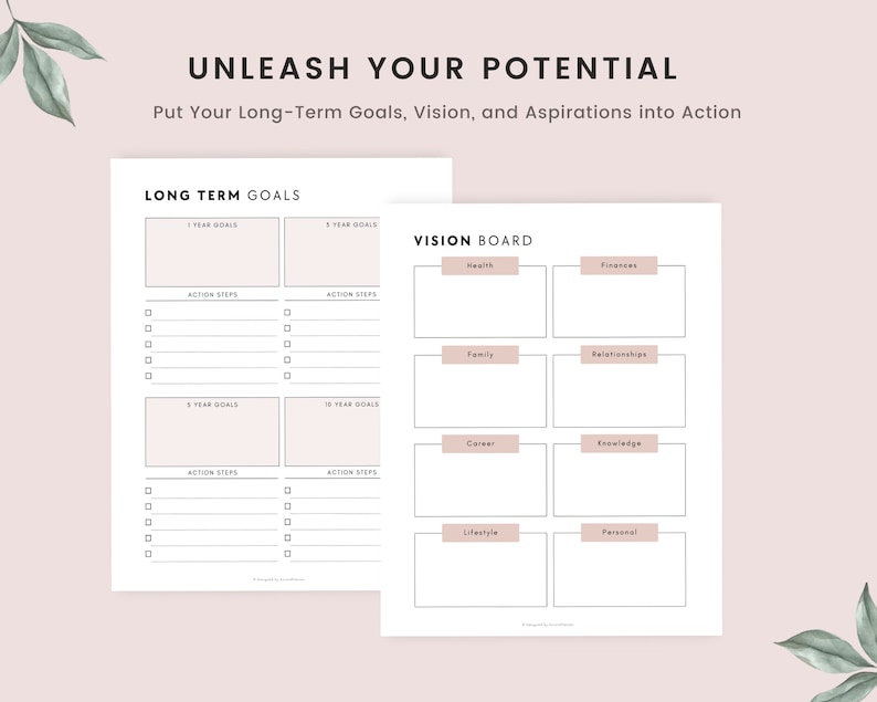 Goal Planner Bundle Printable, 2023 Goals Tracker, SMART Goal Setting ...
