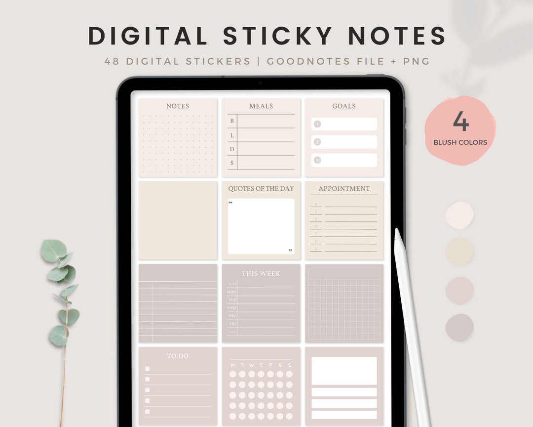 Digital Sticky Notes, Functional Sticky Note, Neutral Pre-cropped ...