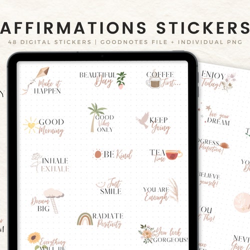 Positive Affirmations Digital Planner Stickers for Goodnotes - Etsy