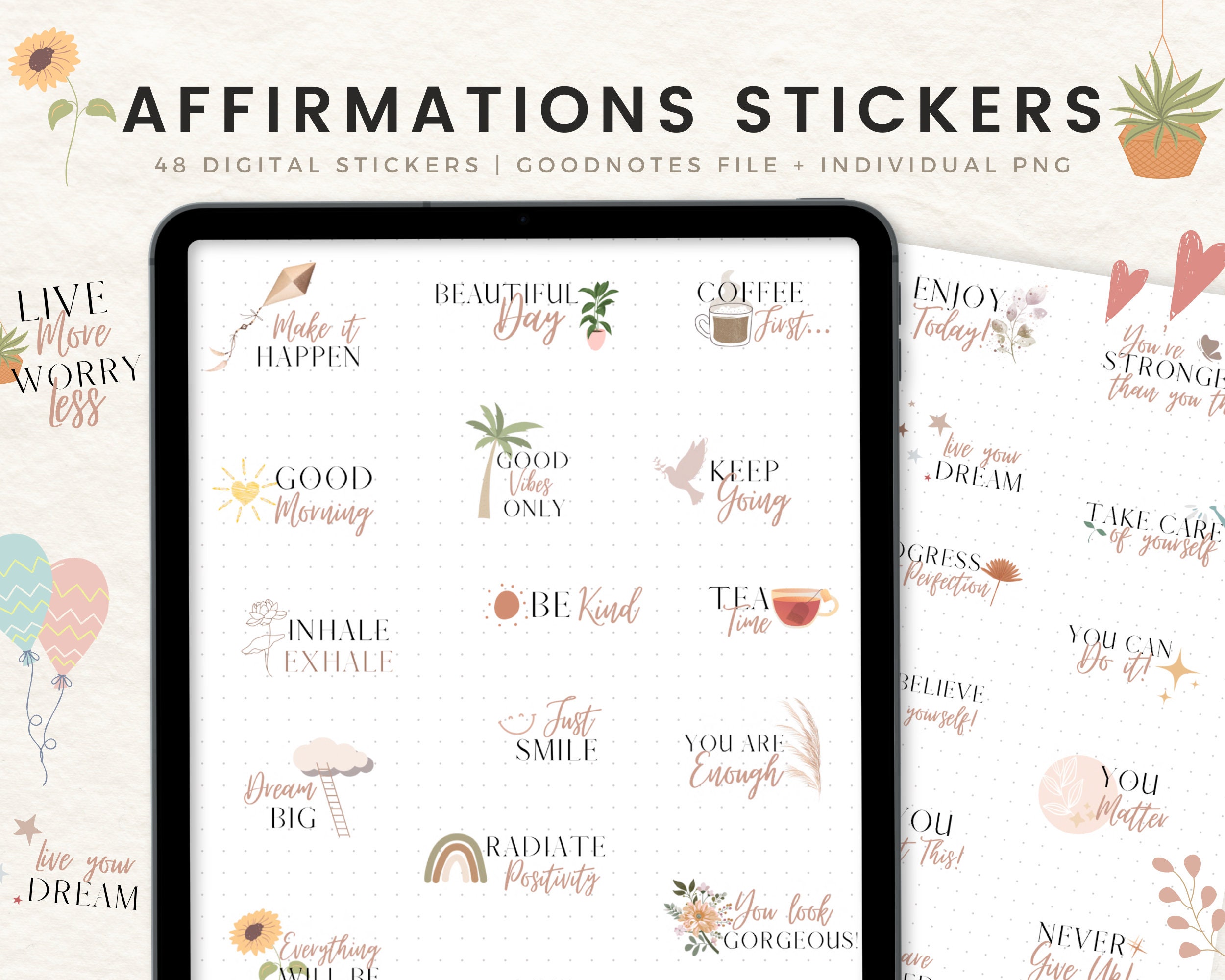 Positive Affirmations Digital Planner Stickers for Goodnotes - Etsy