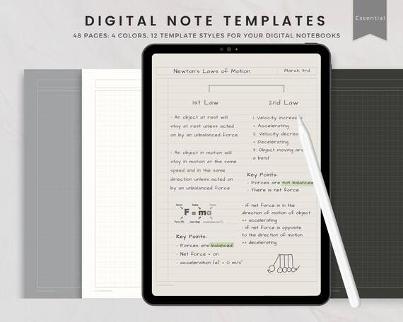 Digital Note Taking Template Digital Notepad Note Taking - Etsy