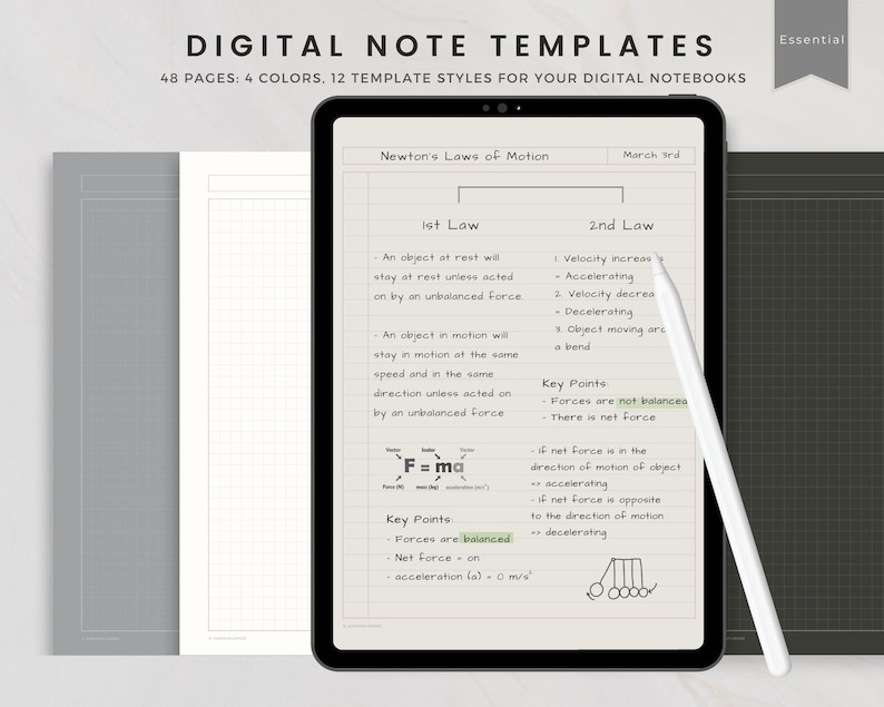 Digital Note Taking Template, Digital Notepad, Note Taking Template ...