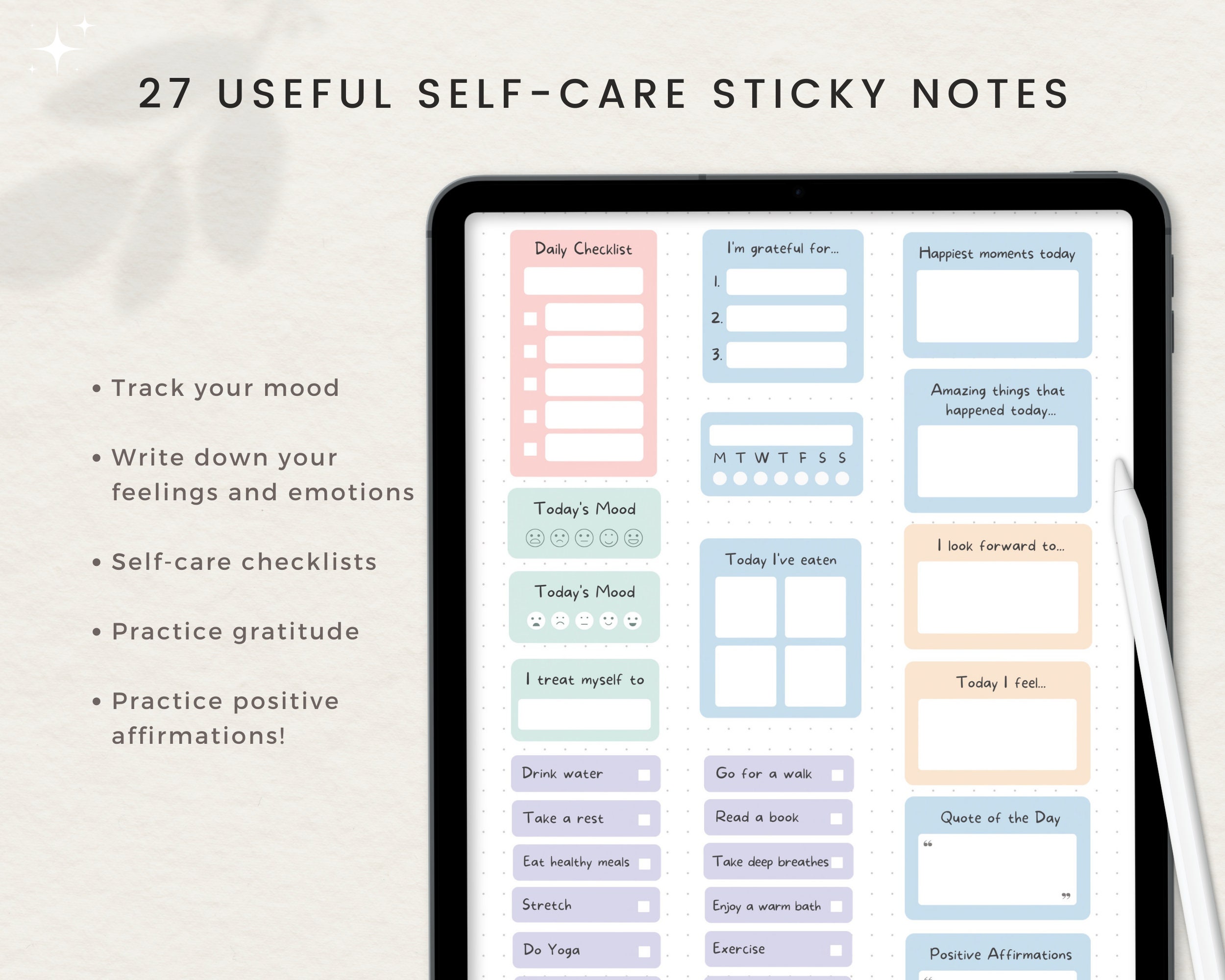 Self-care Digital Stickers for Goodnotes Daily Routine - Etsy
