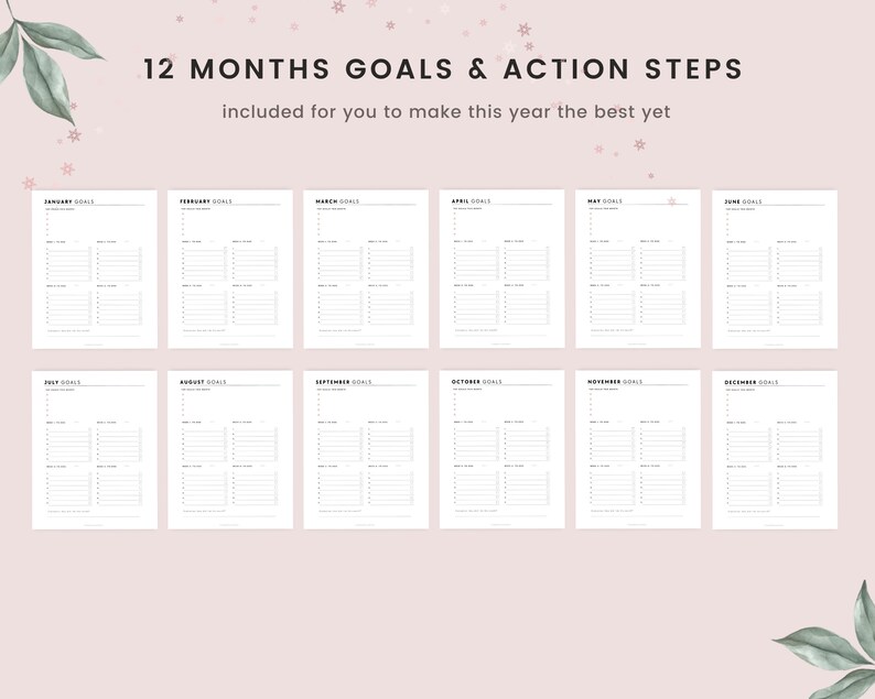 Goal Planner Bundle Printable, 2023 Goals Tracker, SMART Goal Setting ...