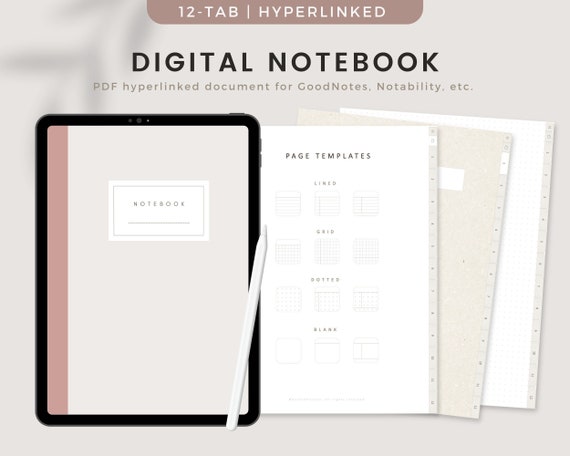 12 Subject Digital Hyperlinked Notebook With Tabs for - Etsy