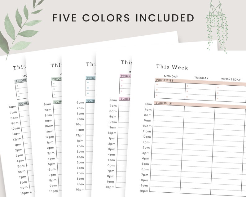 Work Week Time Blocking Planner Printable, Time Blocking Pdf, Weekly ...