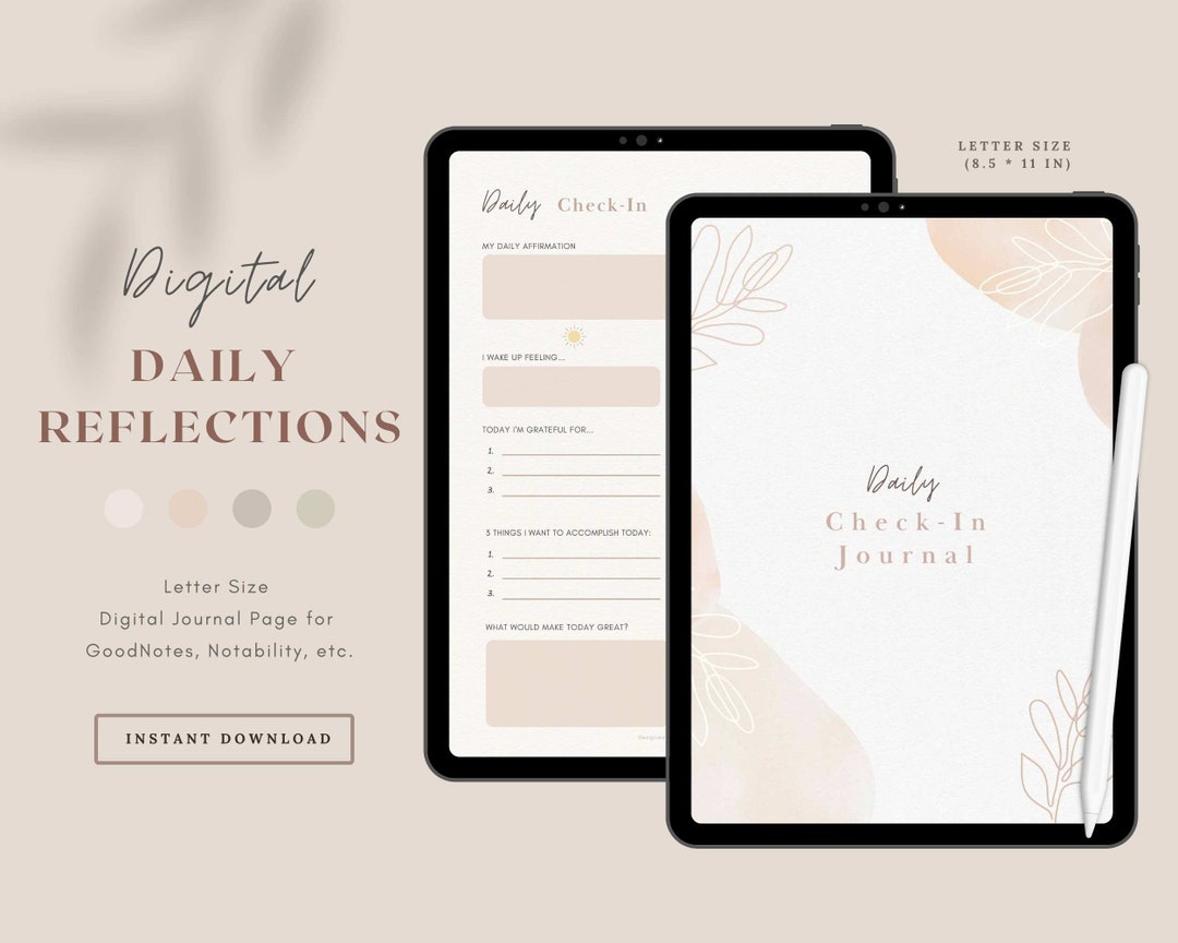 Digital Daily Reflections Template, 5 Minute Daily Gratitude, iPad ...