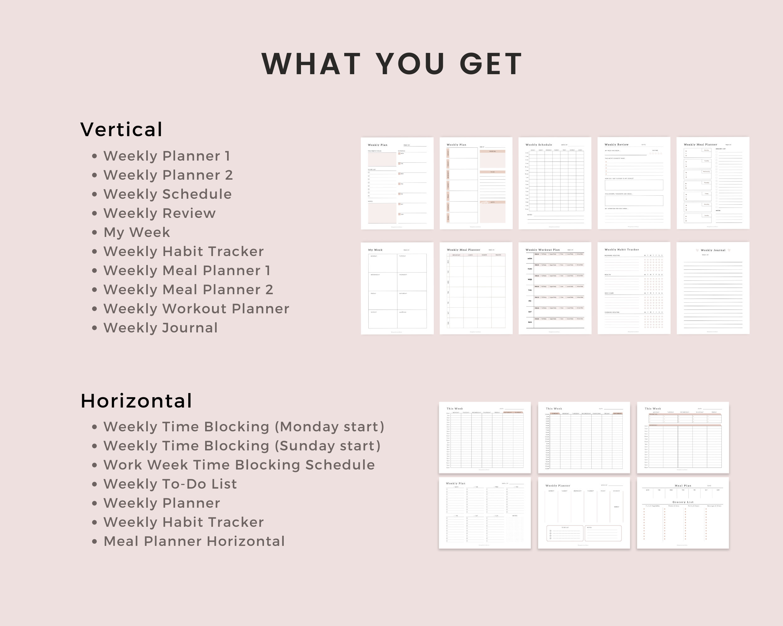Weekly Planner Bundle Printable, Time Blocking Weekly Planner, Weekly ...
