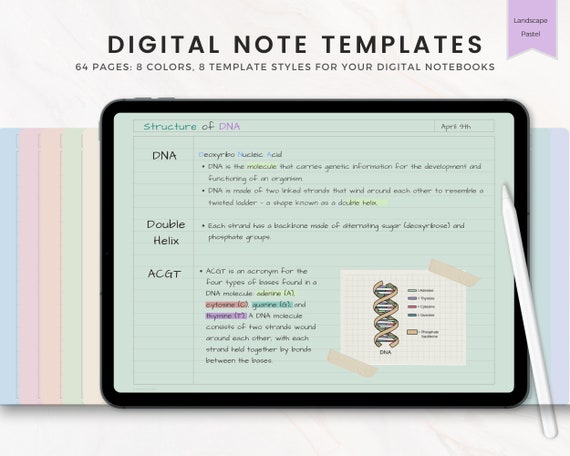 Landscape Digital Note Taking Templates Goodnotes Horizontal | Etsy