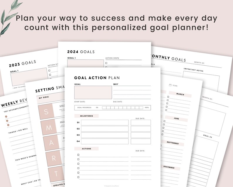 Goal Planner Bundle Printable, 2023 Goals Tracker, SMART Goal Setting ...