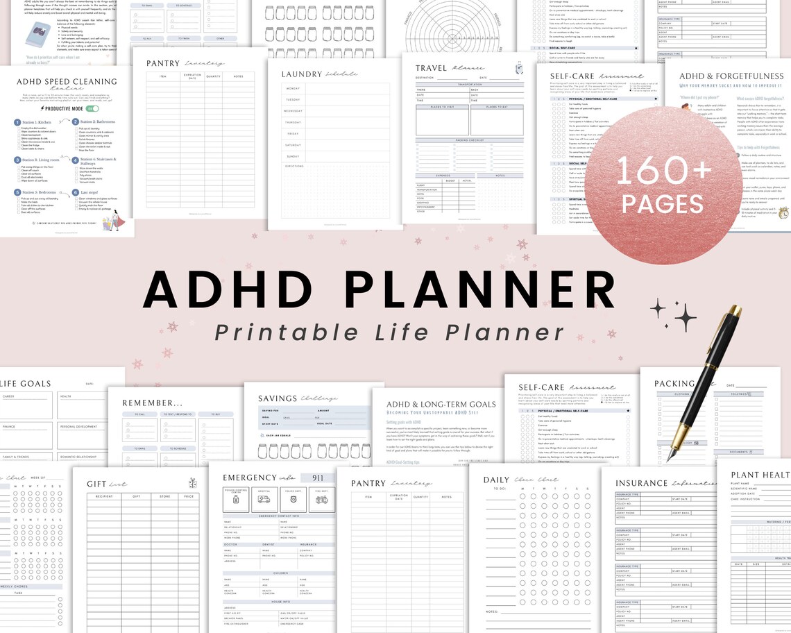 ADHD Adult Planner Printable, Ultimate Neurodivergent Productivity ...