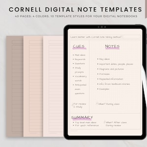 Cornell Digital Note Taking Template, Digital Notepad, Note Taking ...