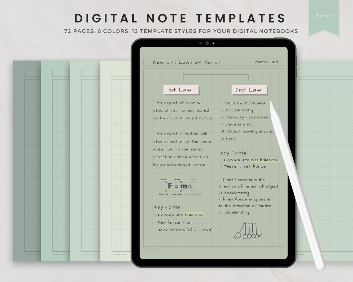 Digital Note Taking Template, Digital Notepad, Note Taking Template ...