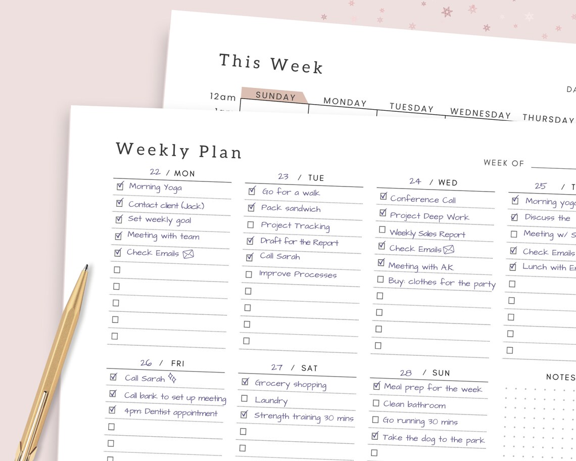 Weekly Planner Bundle Printable Time Blocking Weekly Planner - Etsy