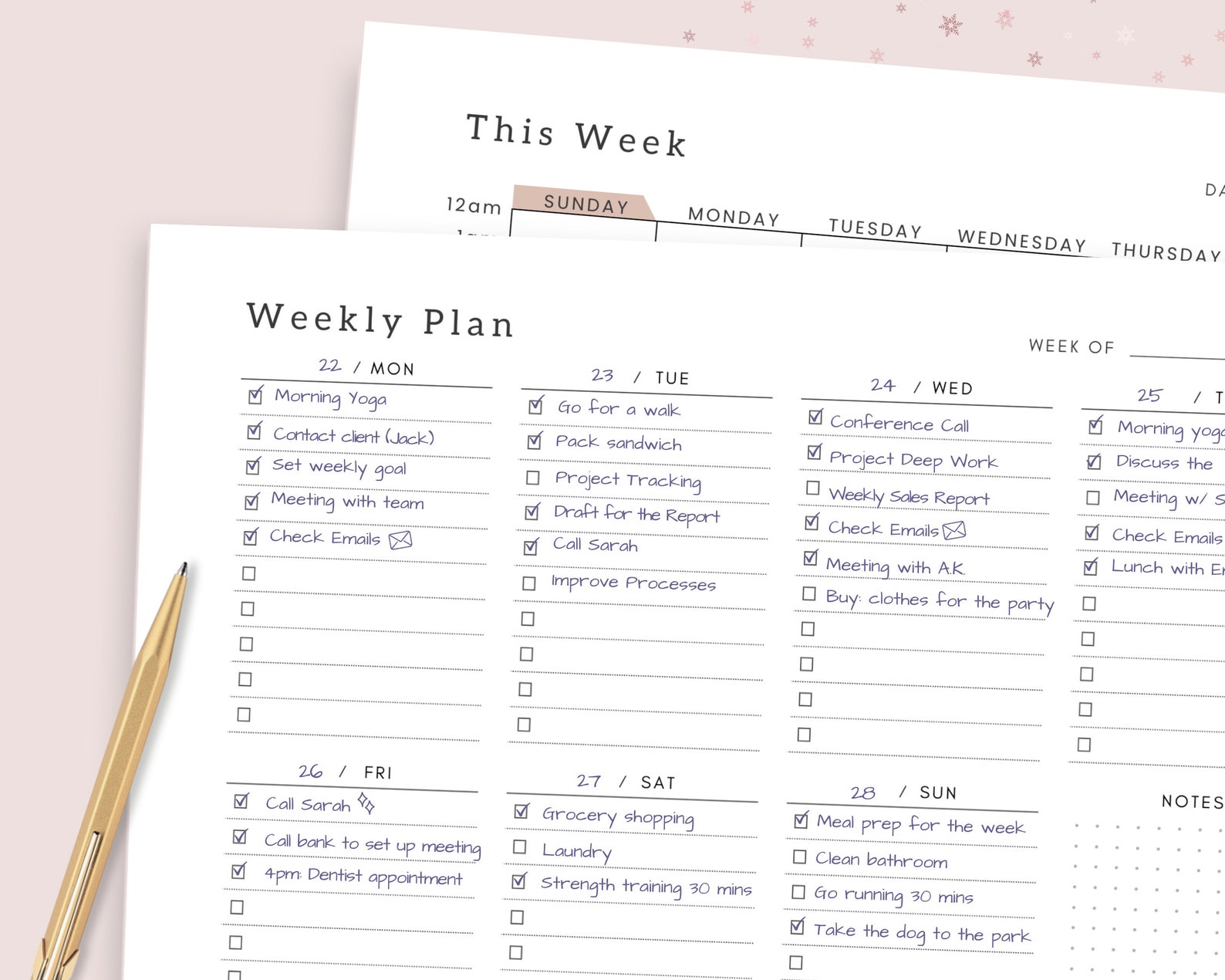 Weekly Planner Bundle Printable Time Blocking Weekly Planner - Etsy