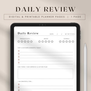 Digital Daily Review, Daily Reflection Journal, 5 Minute Bedtime ...