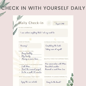 Daily Check in Digital & Printable Journal | Mindfulness, Self ...