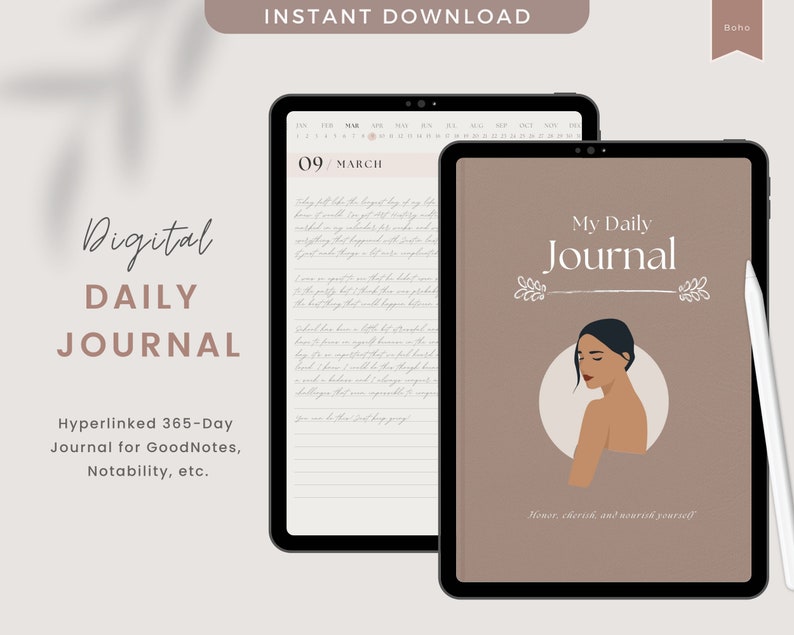 Digital Daily Journal Undated Digital 365 Day Diary - Etsy