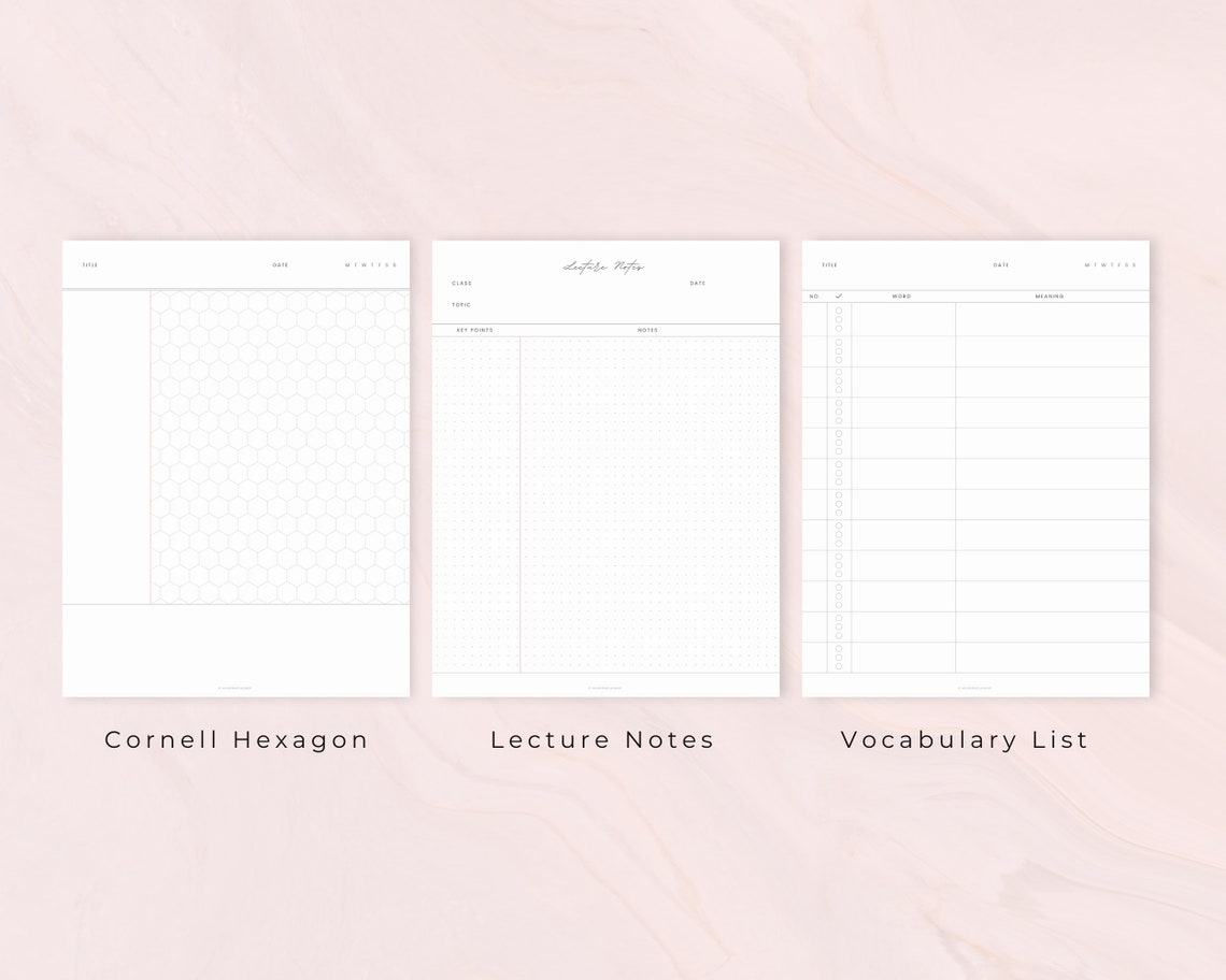 Study Digital Note Taking Template, Student Lecture Notes Template ...