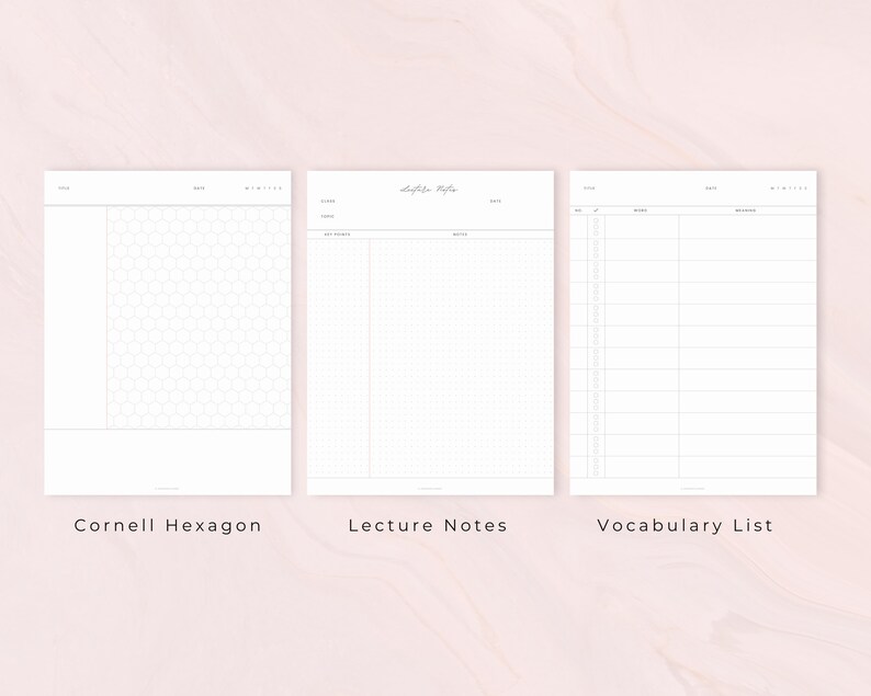 Study Digital Note Taking Template, Student Lecture Notes Template ...