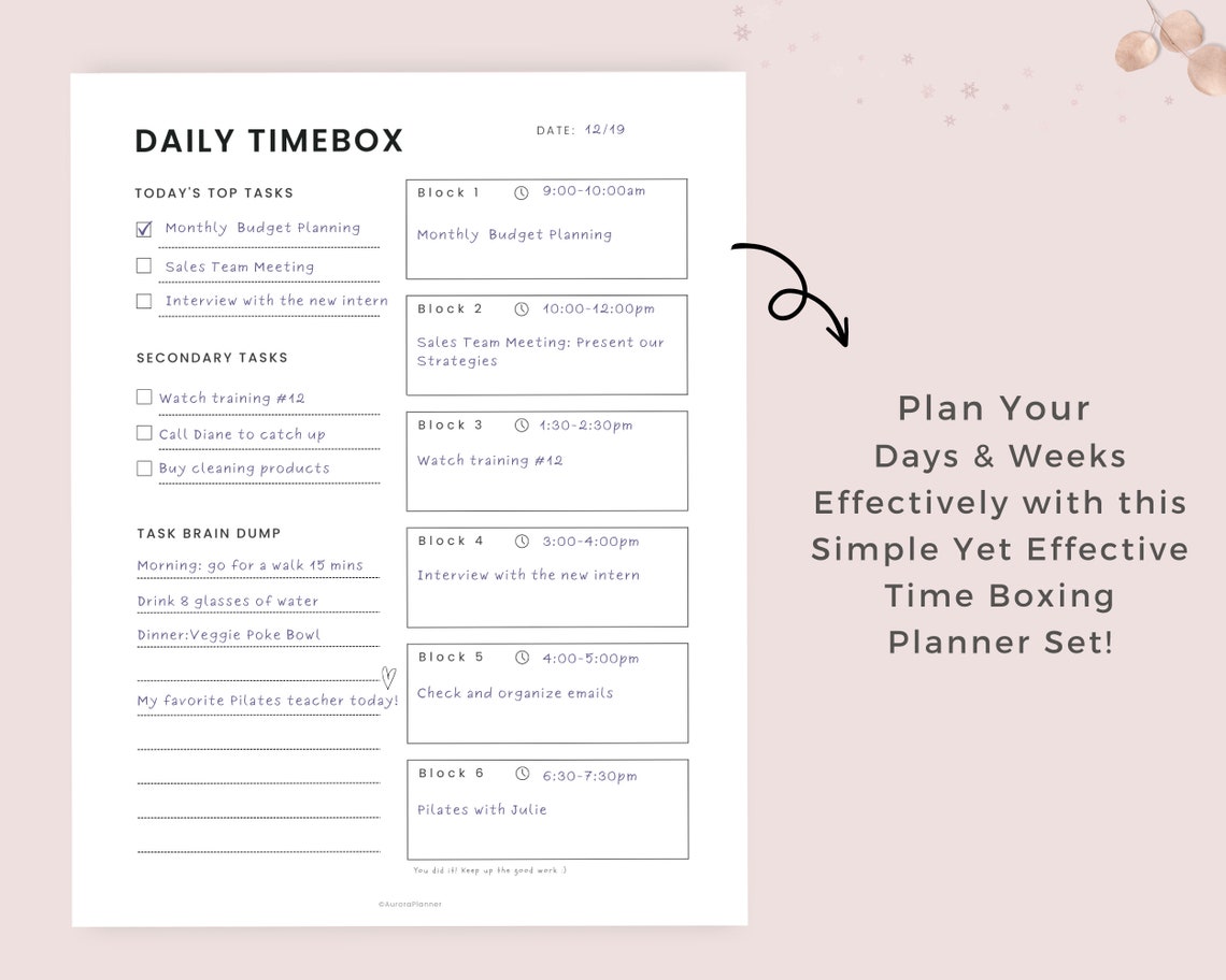 Time Box Planner Bundle Printable Weekly, Daily Hourly Time Blocking ...